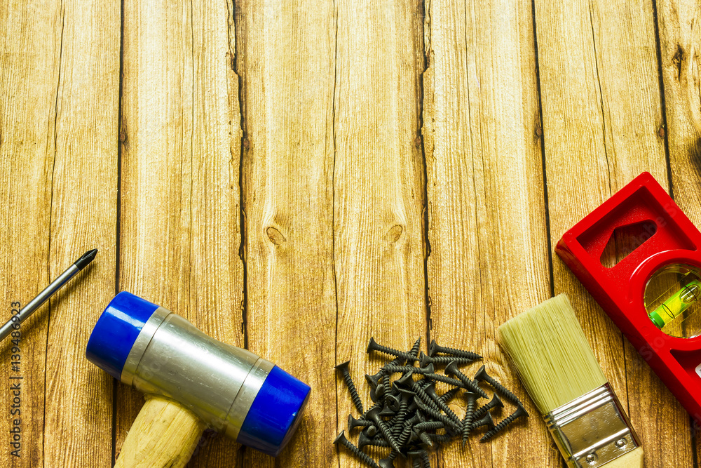 Scattered tools for construction and repair Stock Photo | Adobe Stock