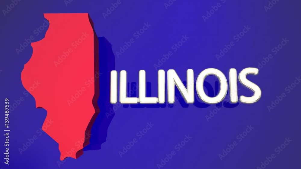 Illinois Red State Map IL Word Name 3d Animation Stock ビデオ | Adobe Stock