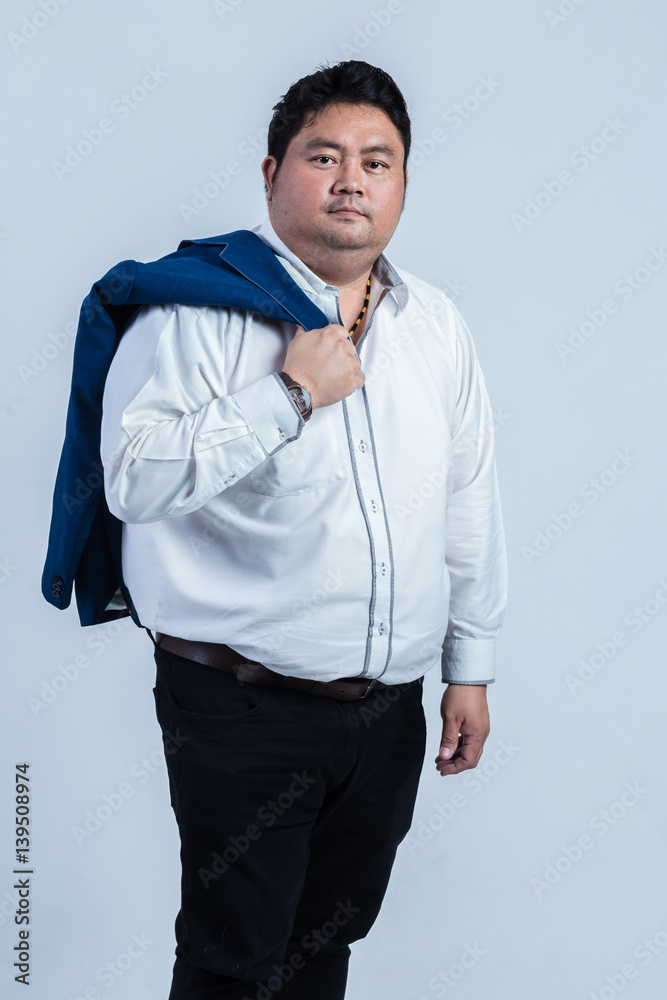 fat asian business man with shirt isolate on white background Stock ...