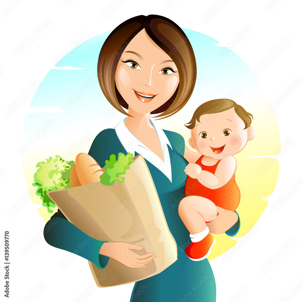 Busy Mother Stock Vector | Adobe Stock