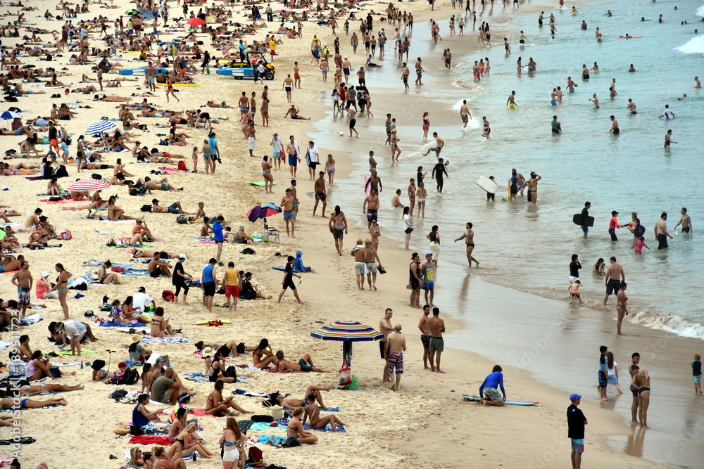Sydney, Australia - Feb 5, 2017. People relaxing, swimming and sun ...