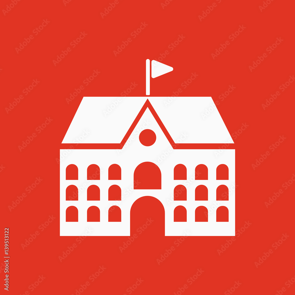 School icon. Campus and university, building symbol. Flat design. Stock ...