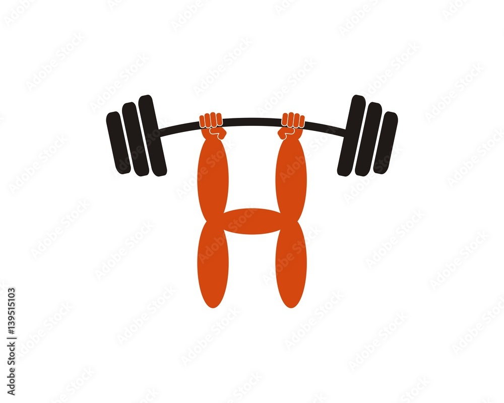 Letter H Lift a dumbbell Logo Stock Vector | Adobe Stock
