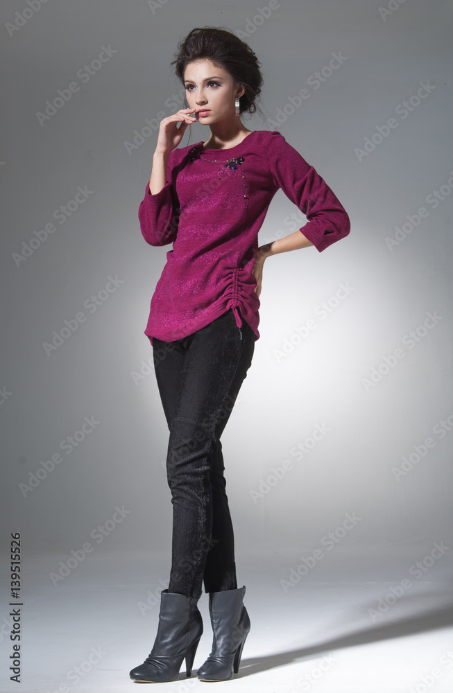 Full body young woman studio isolated shot Stock Photo | Adobe Stock