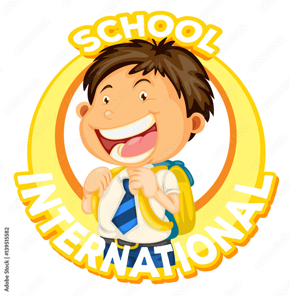 Boy student on school logo design Stock Vector | Adobe Stock