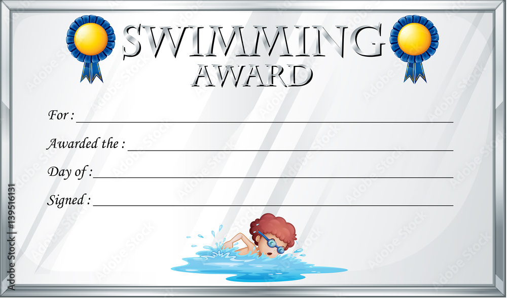 Swimming Award Certificate Template