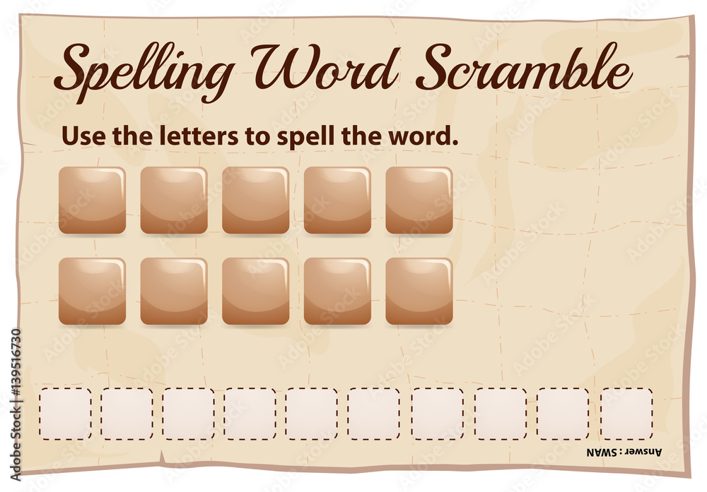 Spelling word scramble game template Stock Vector | Adobe Stock
