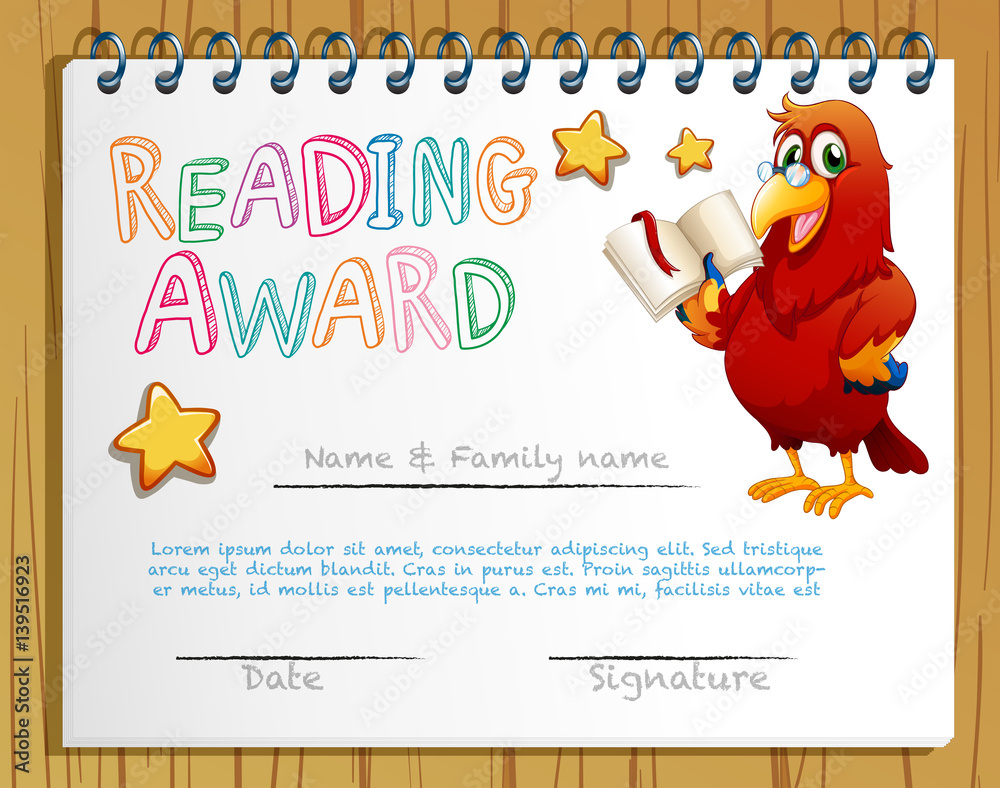 Reading Certificate Template