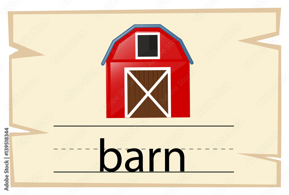 Wordcard design for word barn Stock Vector | Adobe Stock