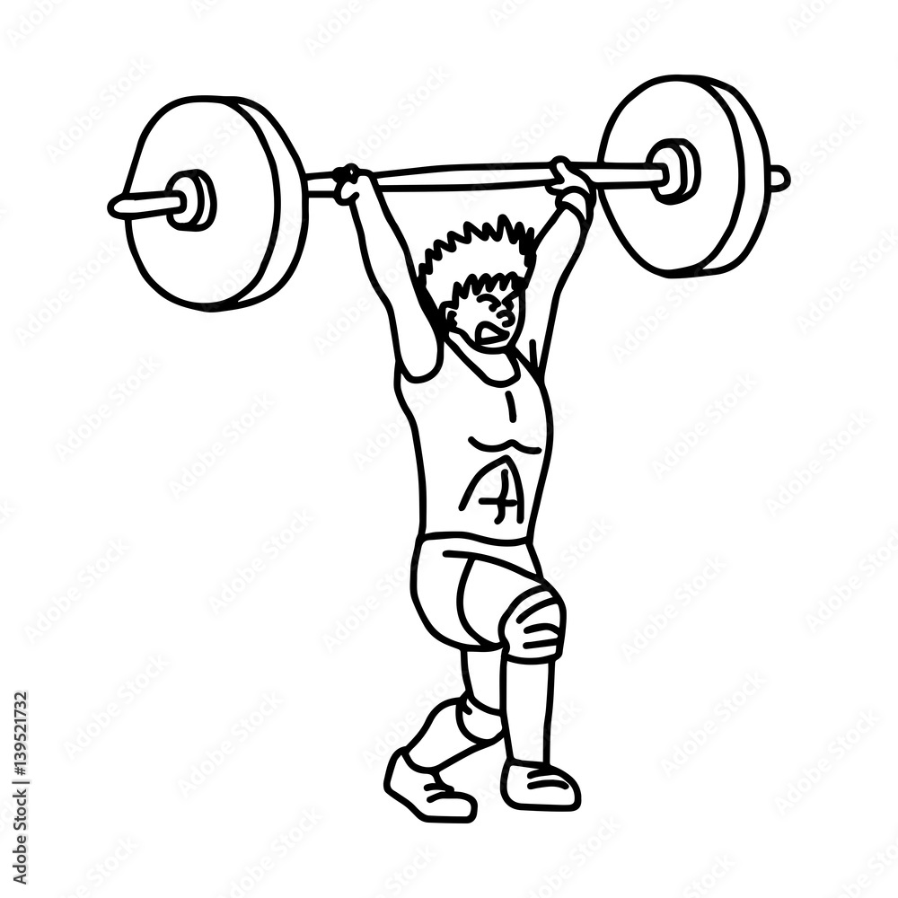 Weight-lifting - vector illustration sketch hand drawn with black lines ...