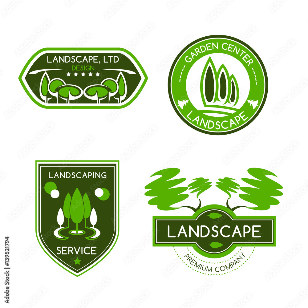 Landscape design studio label set Stock Vector | Adobe Stock