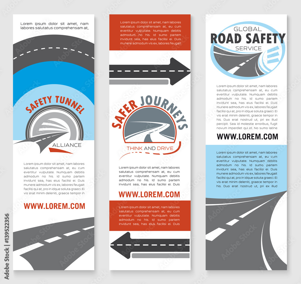 Road safety banner template set with highway icons Stock Vector | Adobe ...