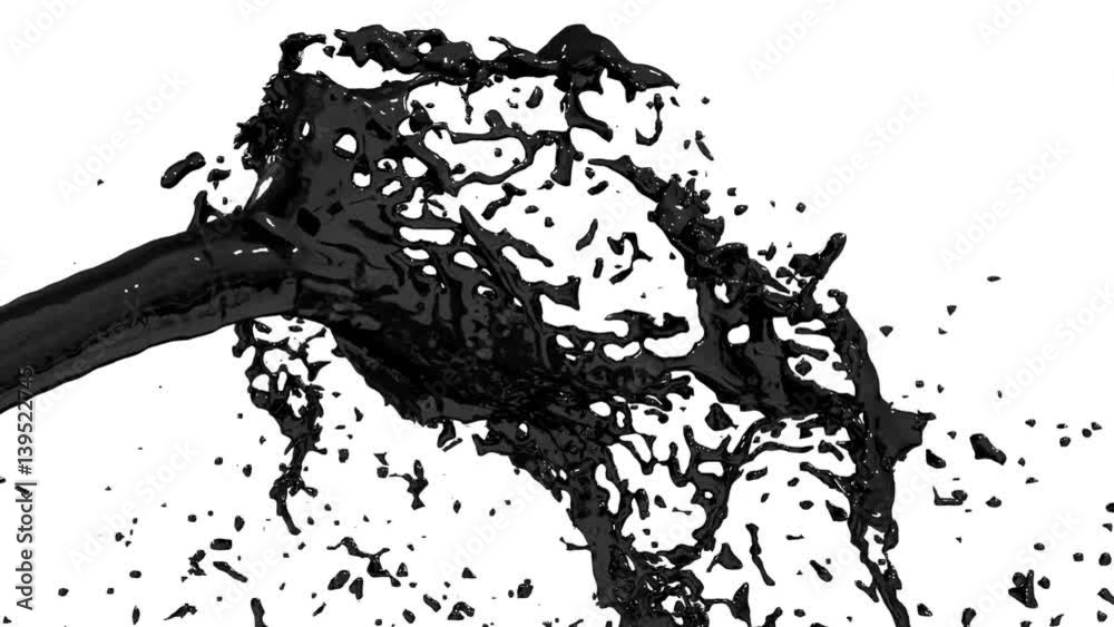 black paint or oil fountain 3d on white background with alpha channel ...