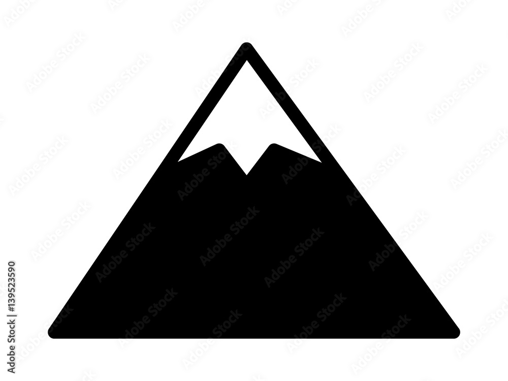 Tall mountain peak with snow flat vector icon for outdoor apps and ...