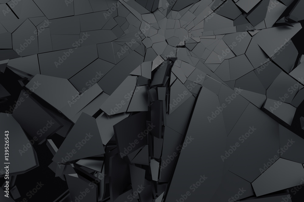Abstract 3d rendering of cracked surface. Background with broken shape ...