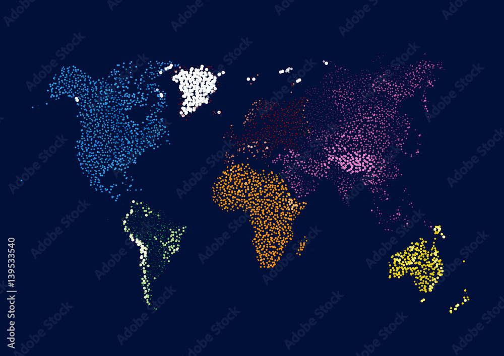 World Continents Map - Dots style vector illustration Stock Vector ...