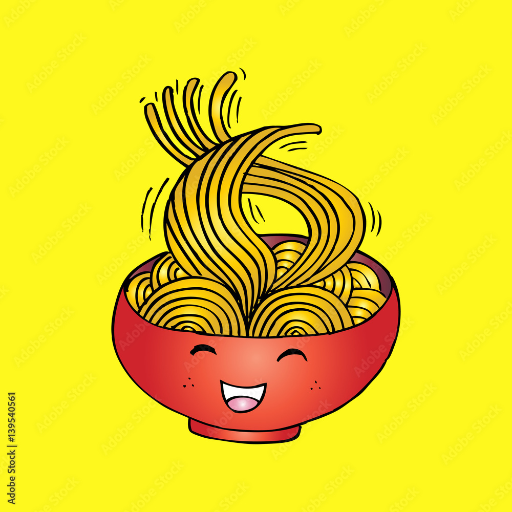 Cute cartoon noodle Stock Illustration | Adobe Stock