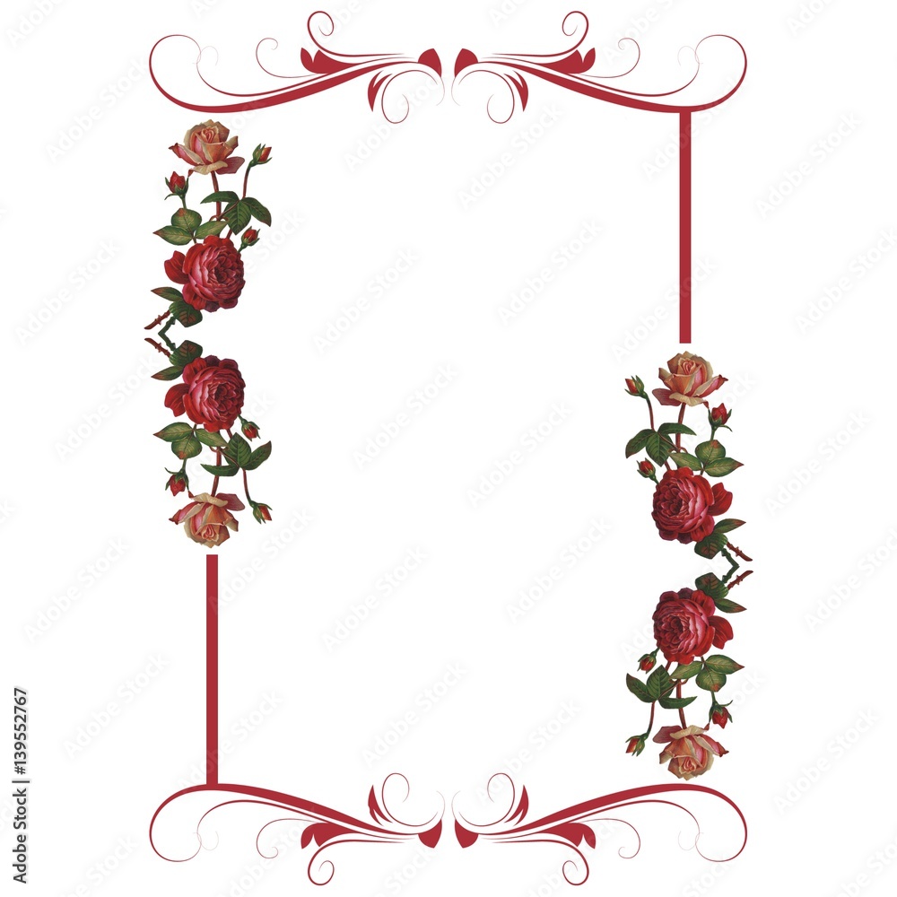 RED ROSES BORDERS Stock Illustration | Adobe Stock