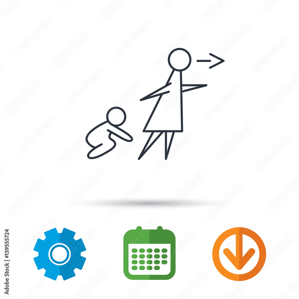 Unattended baby icon. Babysitting care sign. Do not leave your child ...