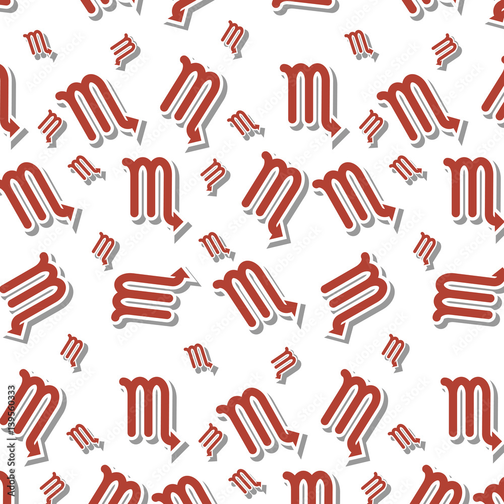Red Scorpio astronomy icon sign symbol pattern on white background ...