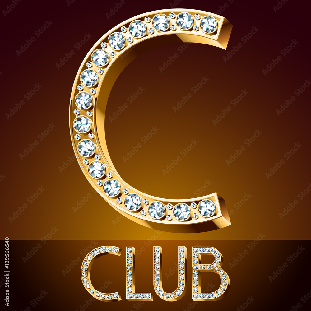Vector chic font luxury brilliant. Gold letter C Stock Vector | Adobe Stock