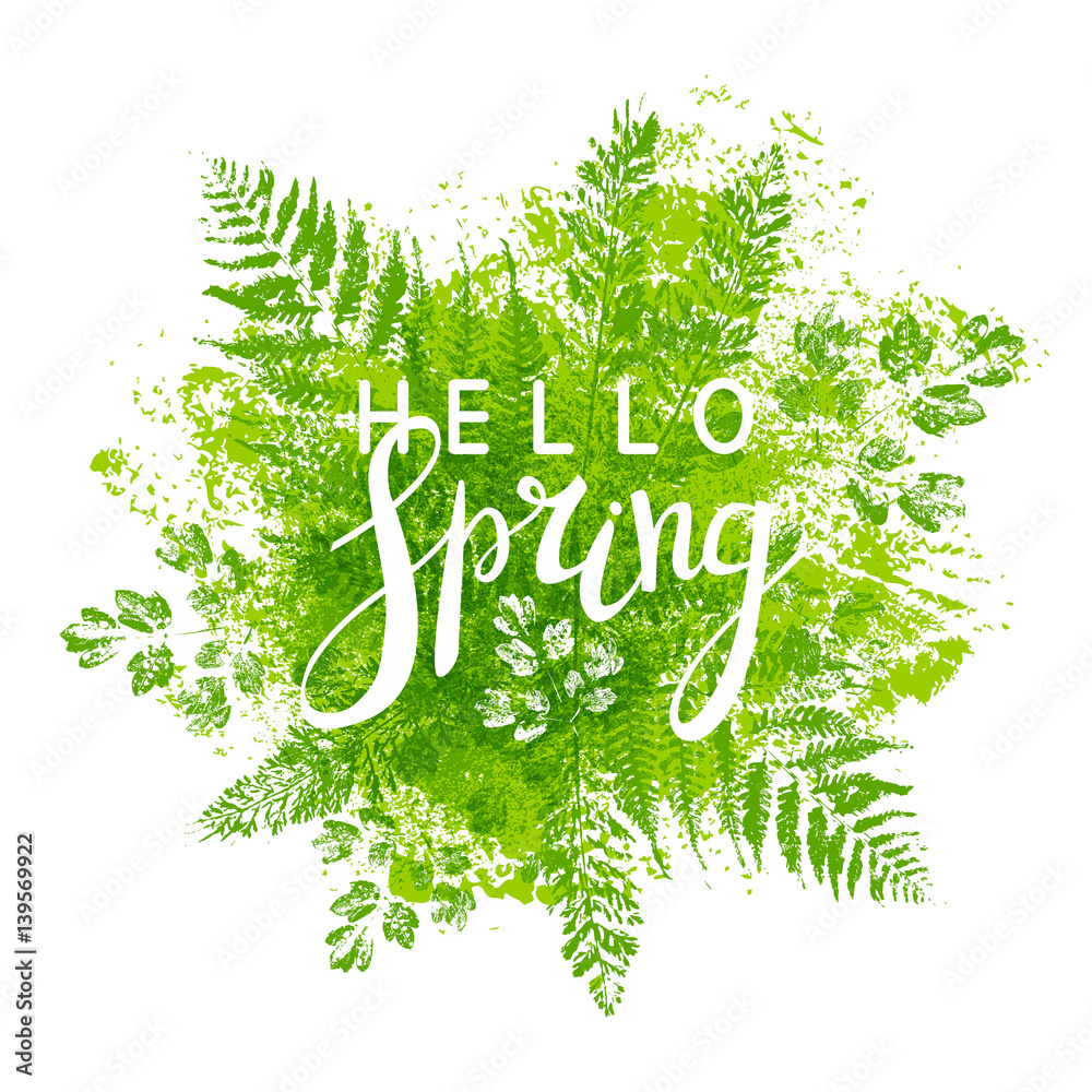 Spring background with green leaves Stock Vector | Adobe Stock