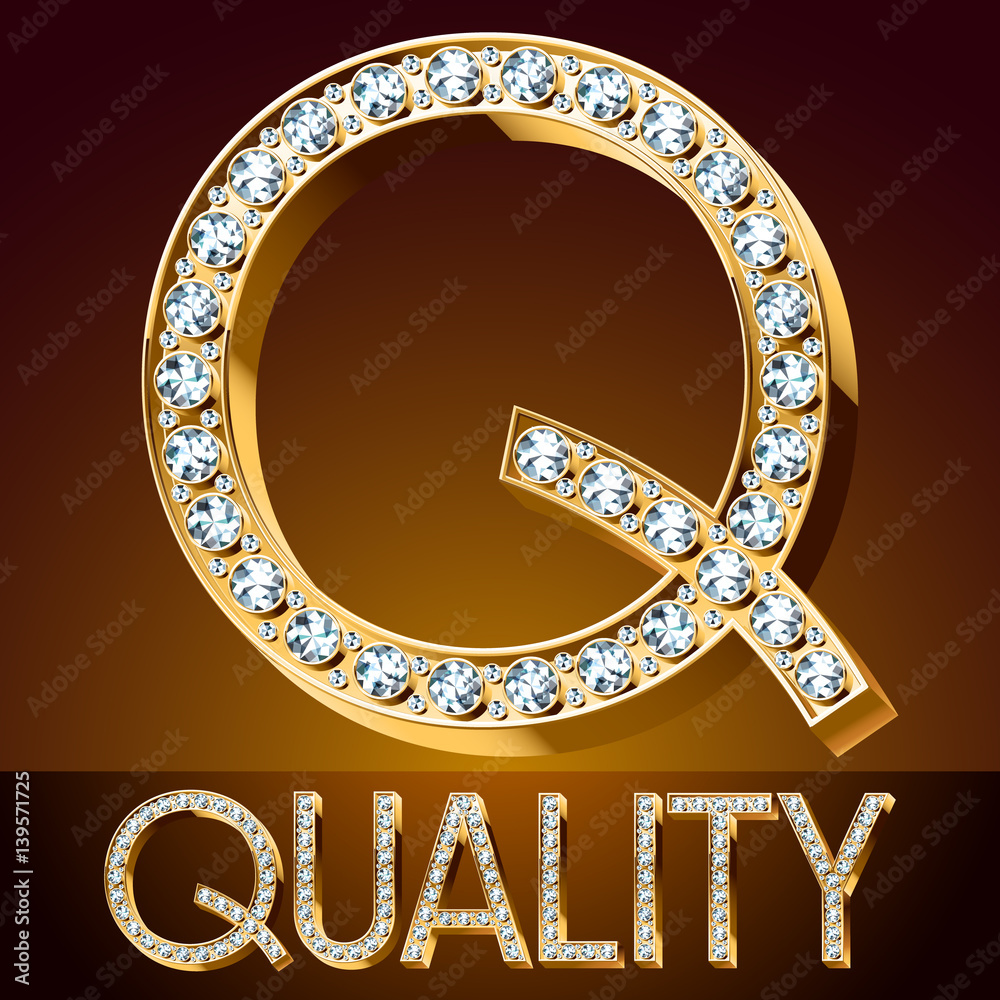 Vector chic font luxury brilliant. Gold letter Q Stock Vector | Adobe Stock