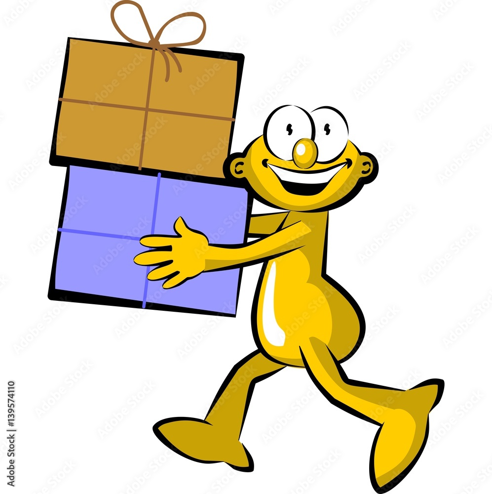 Cartoon carrying a box Stock Vector | Adobe Stock