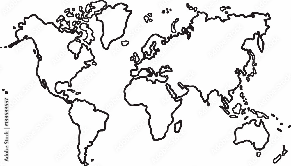 Freehand world map sketch on white background. Stock Vector | Adobe Stock