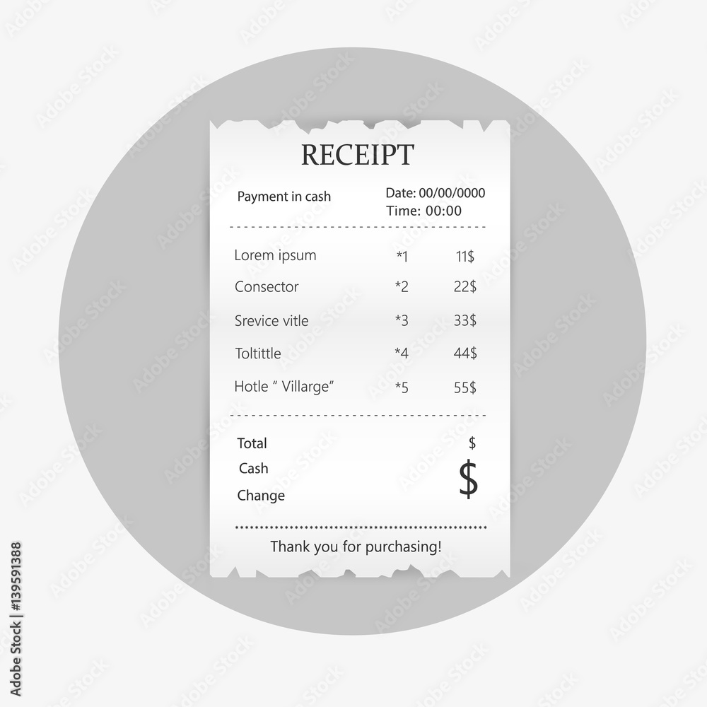 Paper check, reciepts and financial-check isolated. isolated invoice ...