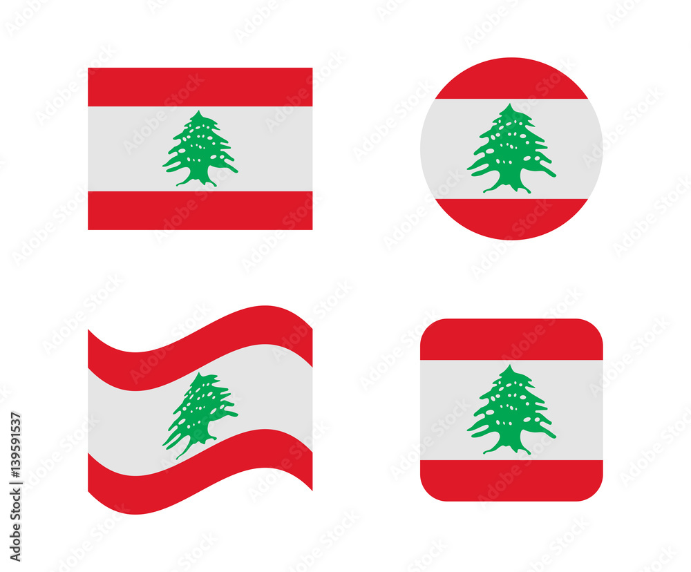 set 4 flags of lebanon Stock Vector | Adobe Stock
