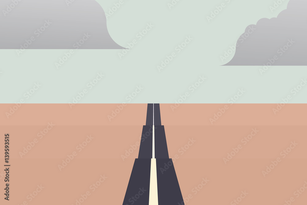 Long straight road to the horizon as a symbol of unlimited traveling on ...