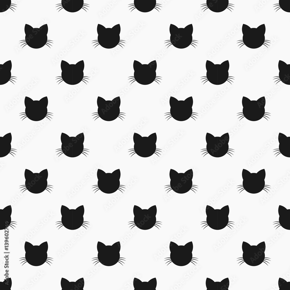Cat head seamless pattern Stock Vector | Adobe Stock