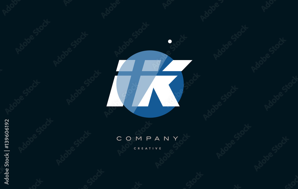 ik i k blue white circle big font alphabet company letter logo Stock ...