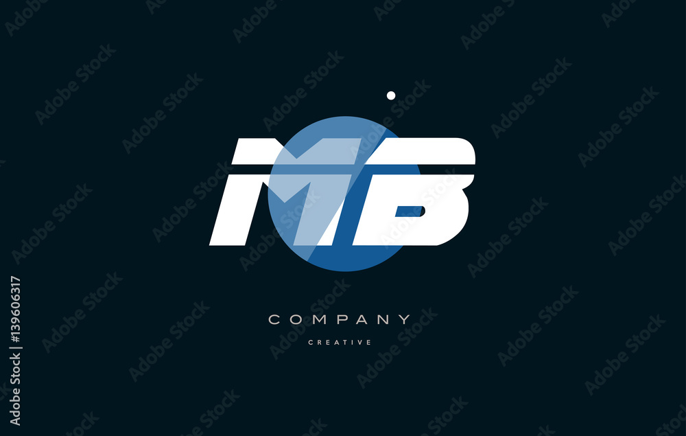 mb m b blue white circle big font alphabet company letter logo Stock ...