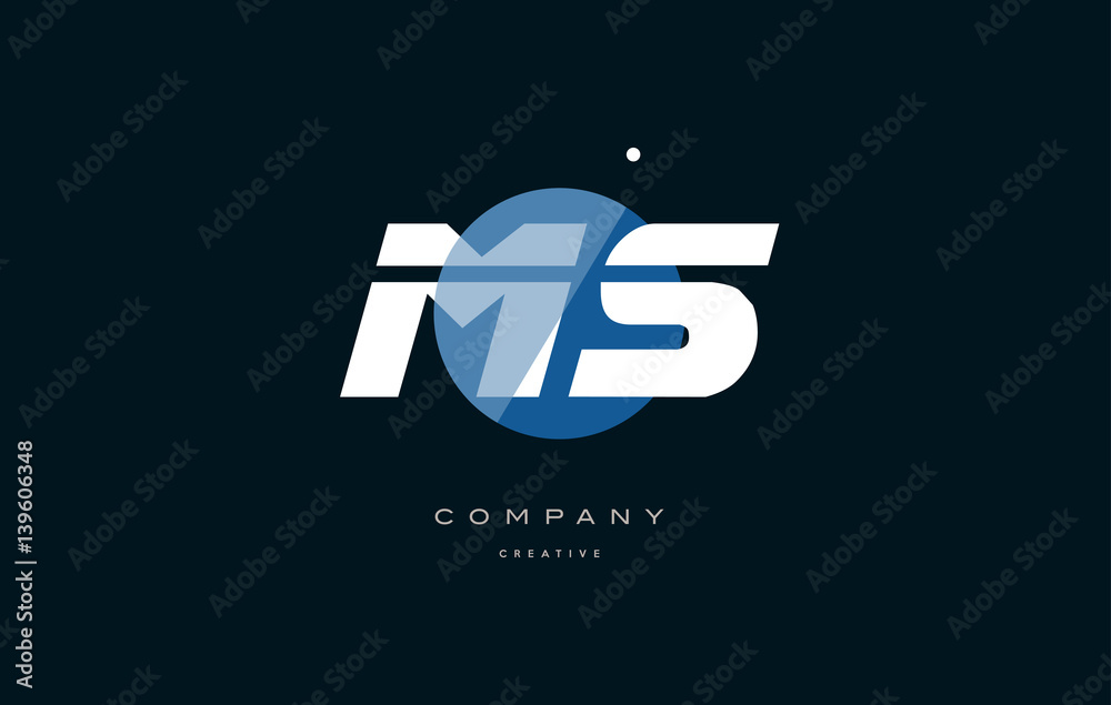 ms m s blue white circle big font alphabet company letter logo Stock ...