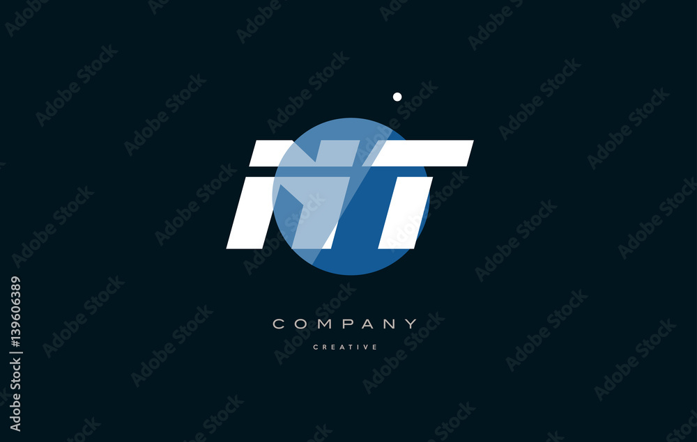 nt n t blue white circle big font alphabet company letter logo Stock ...