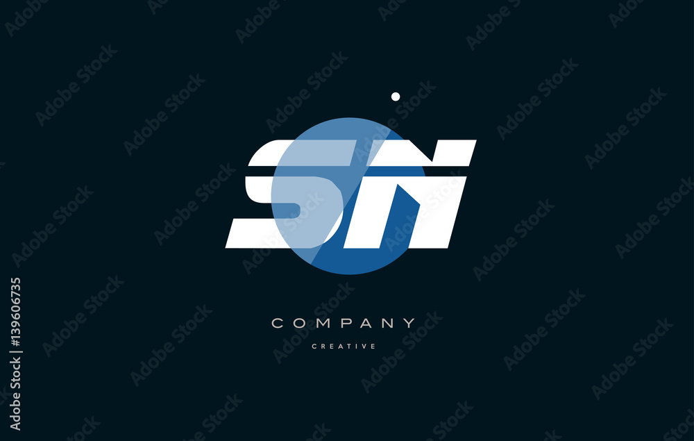 sn s n blue white circle big font alphabet company letter logo Stock ...