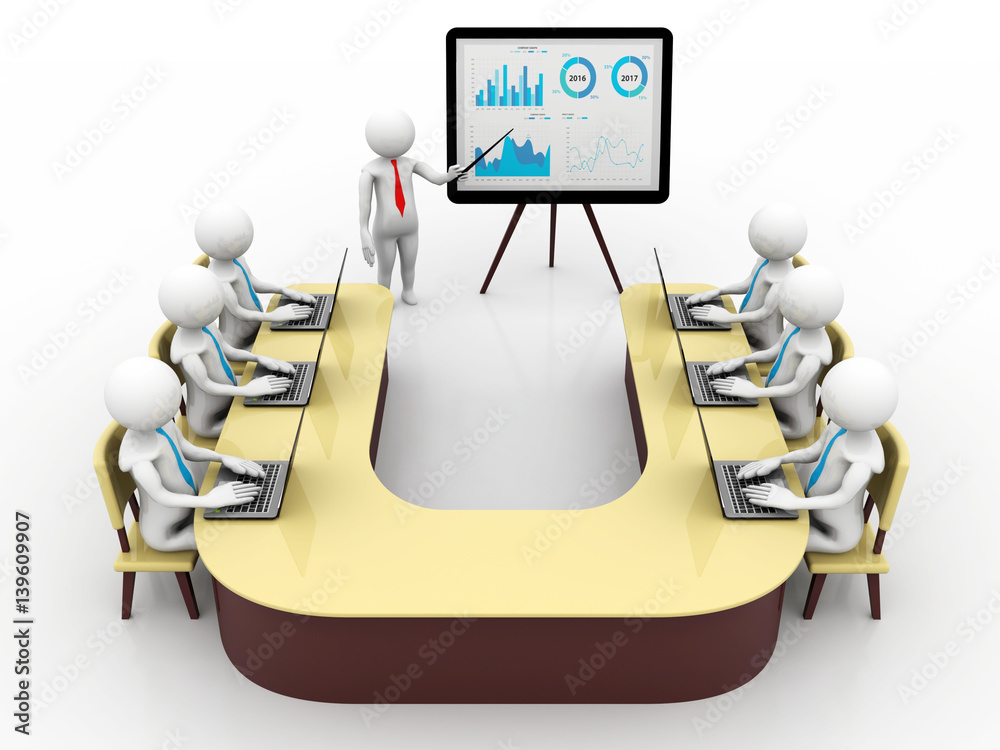 3d people - men , person with pointer in hand close to blackboard ...