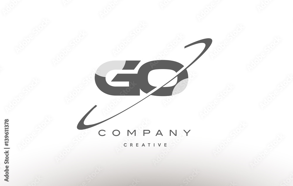 go g o swoosh grey alphabet letter logo Stock Vector | Adobe Stock