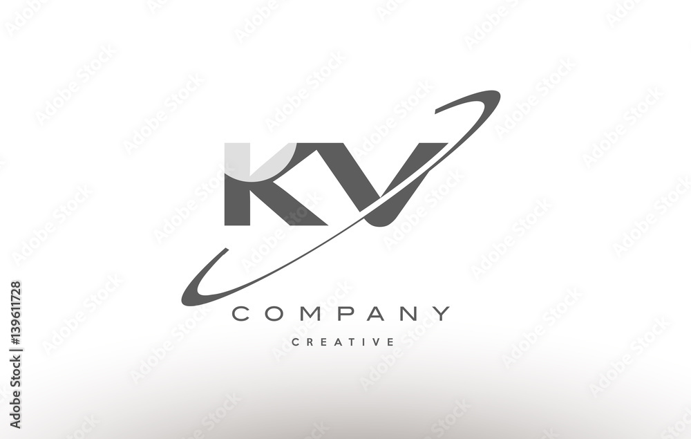 kv k v swoosh grey alphabet letter logo Stock Vector | Adobe Stock