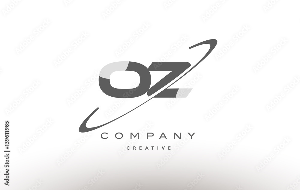 oz o z swoosh grey alphabet letter logo Stock Vector | Adobe Stock
