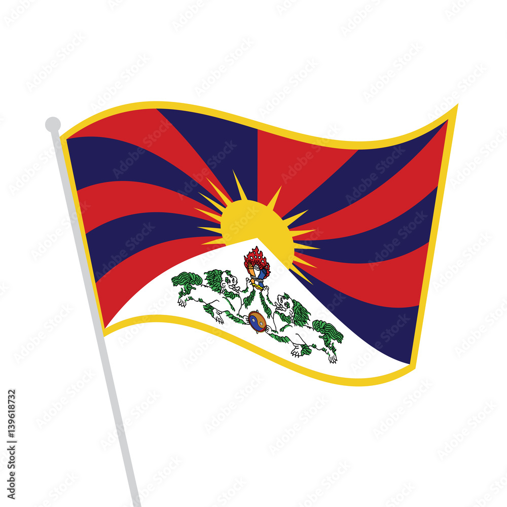 waved tibetan flag 2 Stock Vector | Adobe Stock