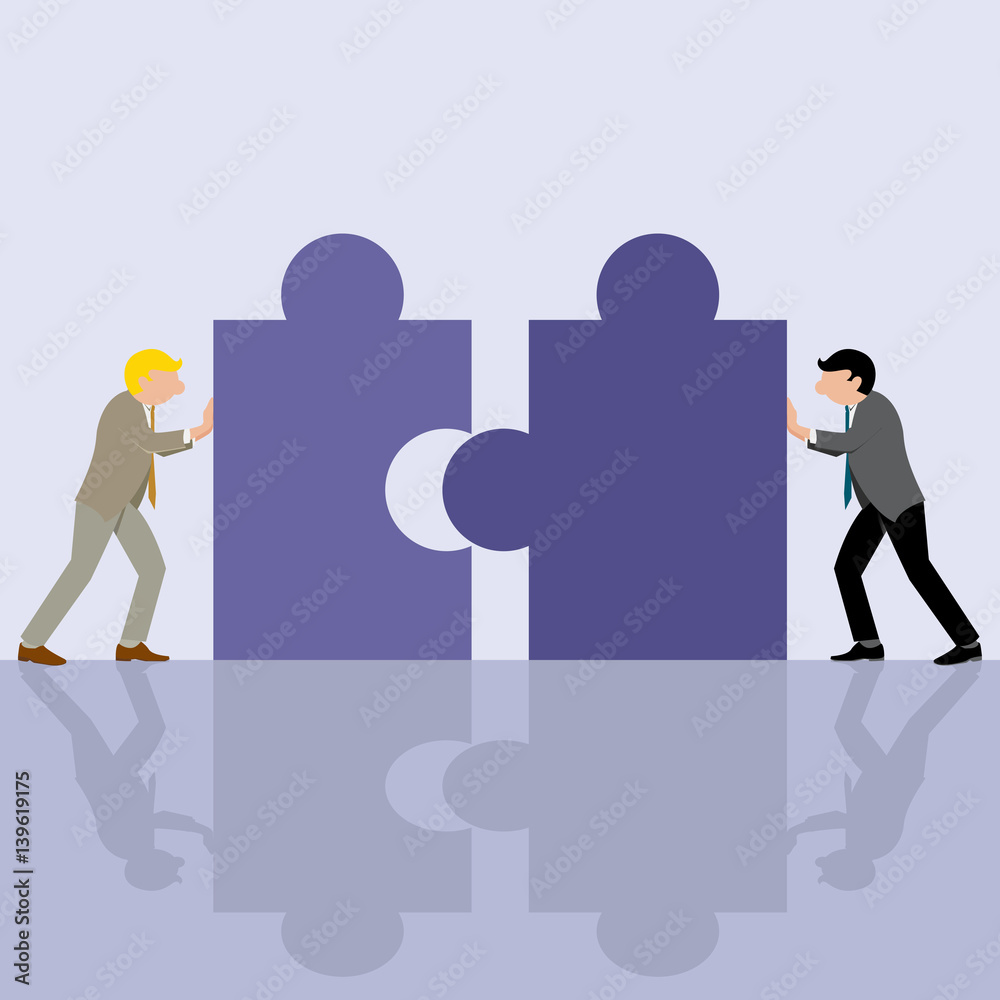 Simple business cartoon illustration of teamwork Stock Vector | Adobe Stock