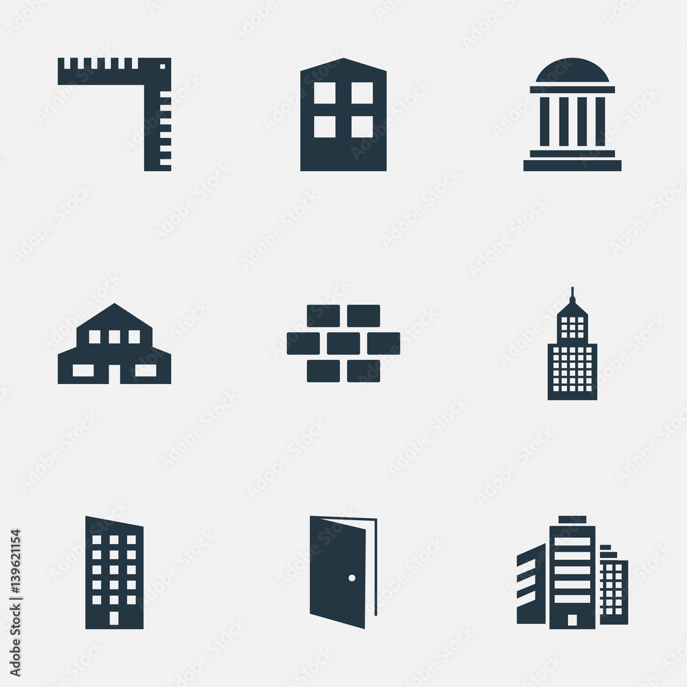Vector Illustration Set Of Simple Construction Icons. Elements Gate ...