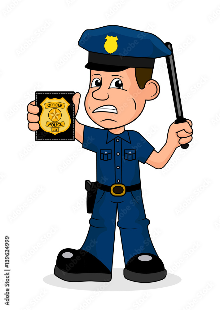 Angry police officer vector illustration. Stock Vector | Adobe Stock