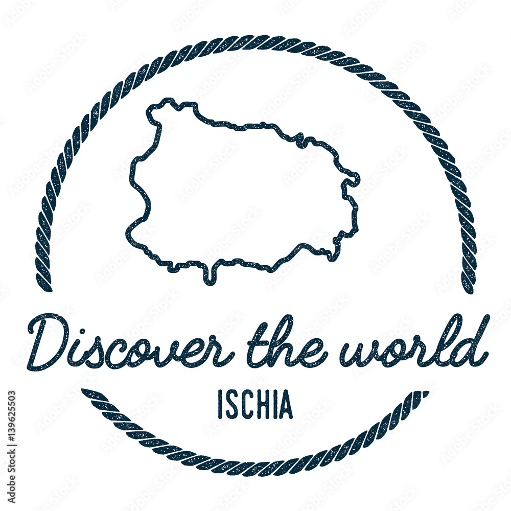 Ischia Map Outline. Vintage Discover the World Rubber Stamp with Island ...