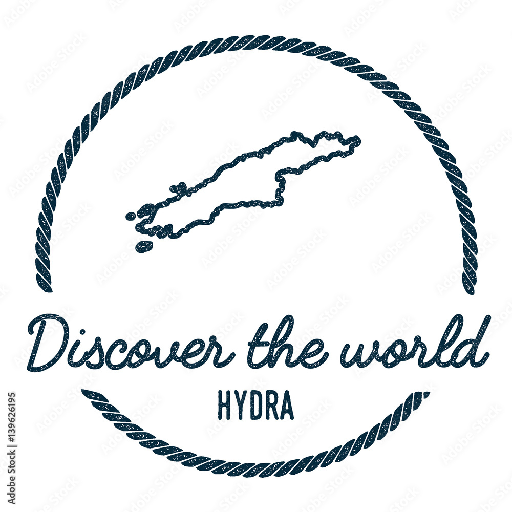 Hydra Map Outline. Vintage Discover the World Rubber Stamp with Island ...