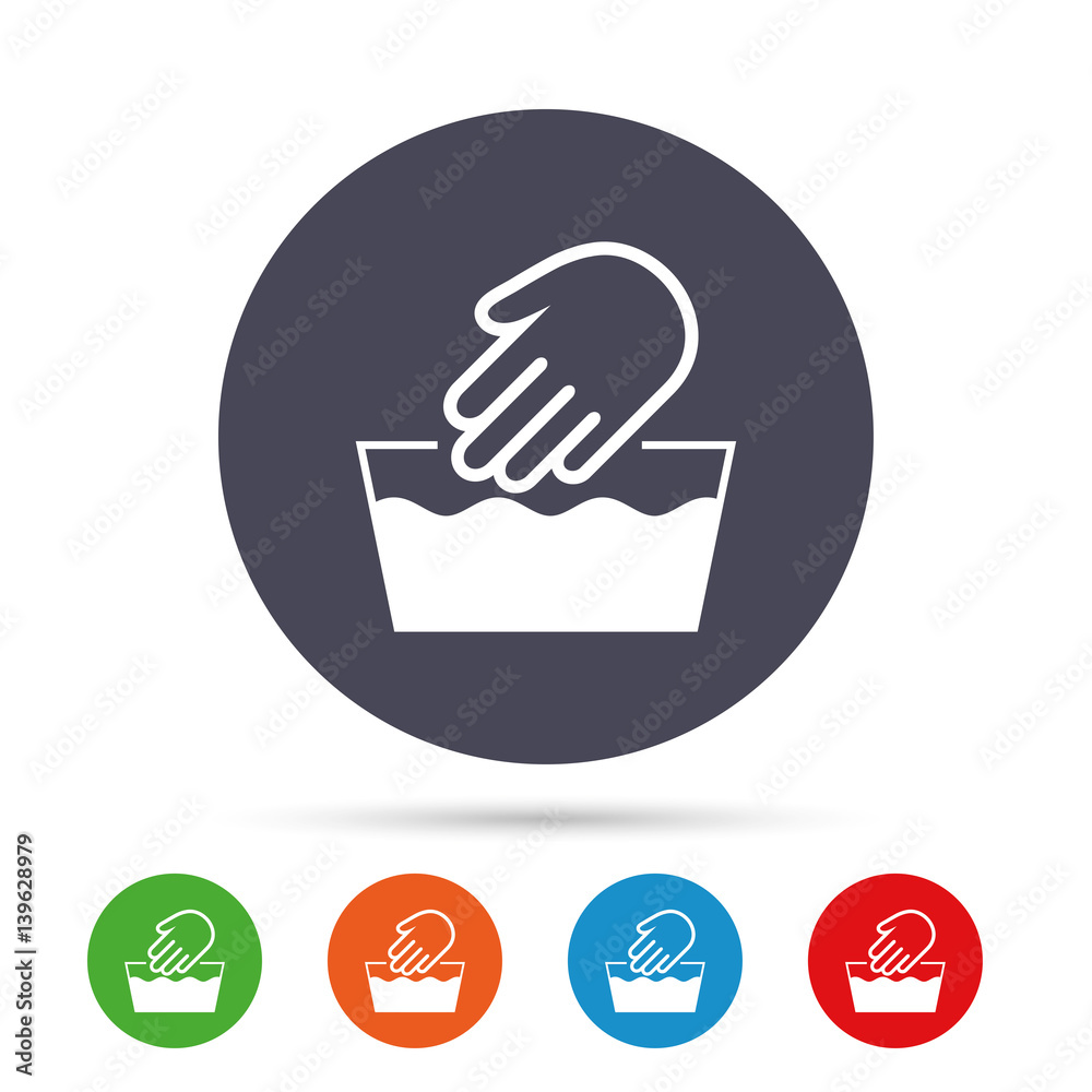 Hand wash sign icon. Not machine washable symbol. Stock Vector | Adobe ...
