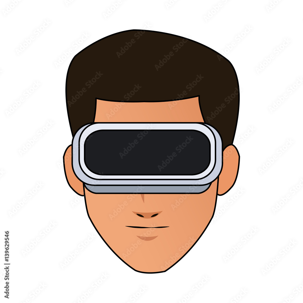 man wearing virtual reality goggles icon image vector illustration ...